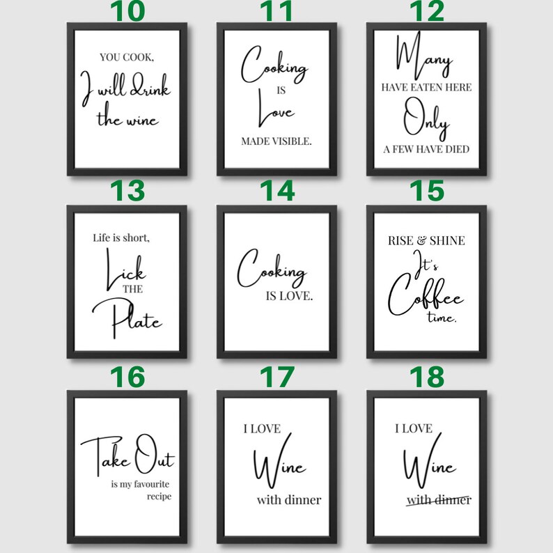 Kitchen Prints, Kitchen Typography, Funny Kitchen Dining Quotes ...