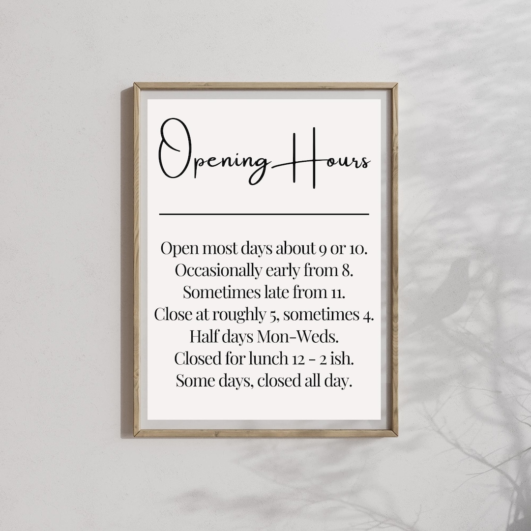 Funny Office Opening Hours Print, Office Wall Decor, Funny Office Decor ...