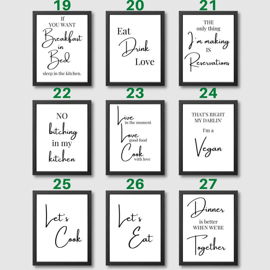 Kitchen Prints, Kitchen Typography, Funny Kitchen Dining Quotes ...