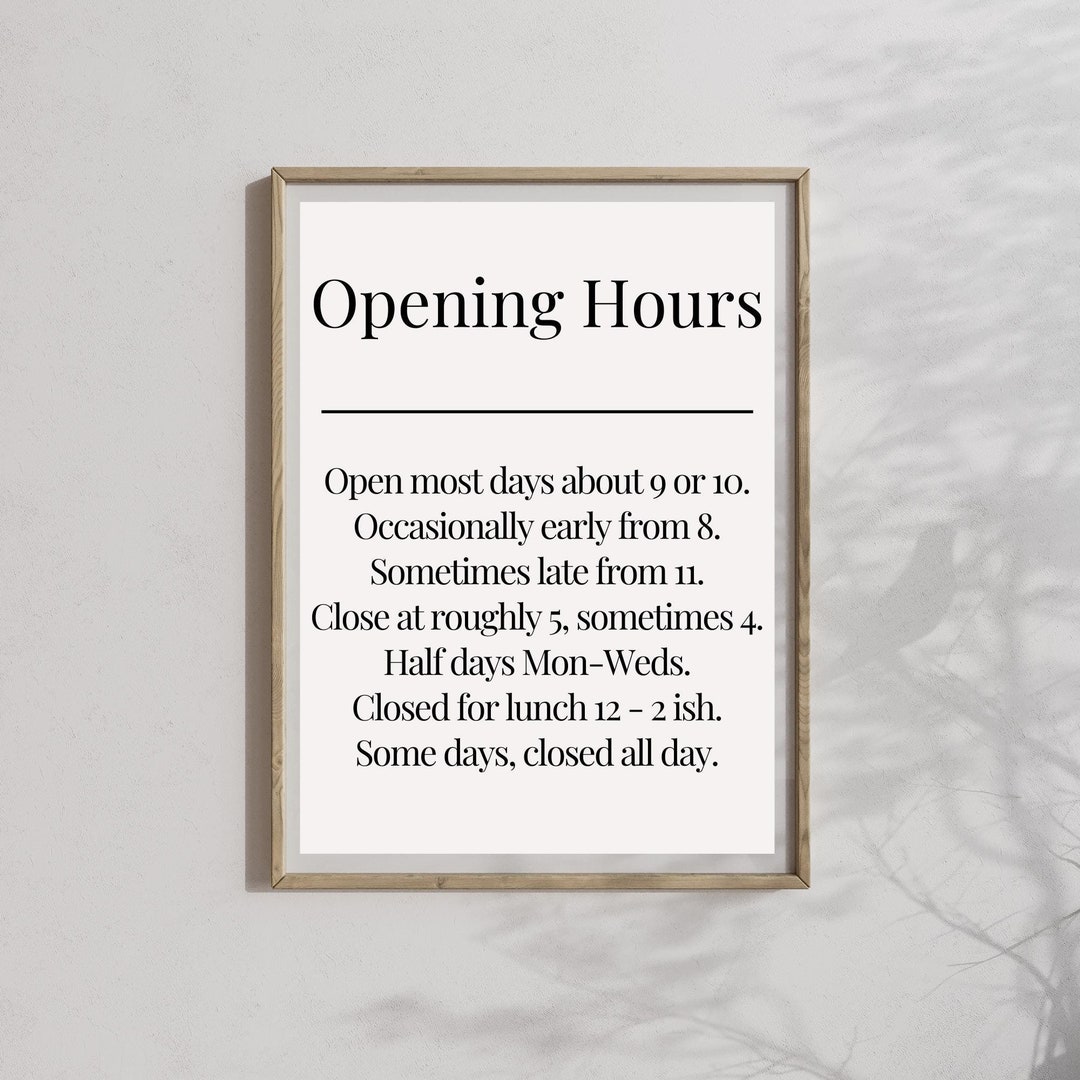 Funny Office Opening Hours Print, Office Wall Decor, Funny Office Decor ...