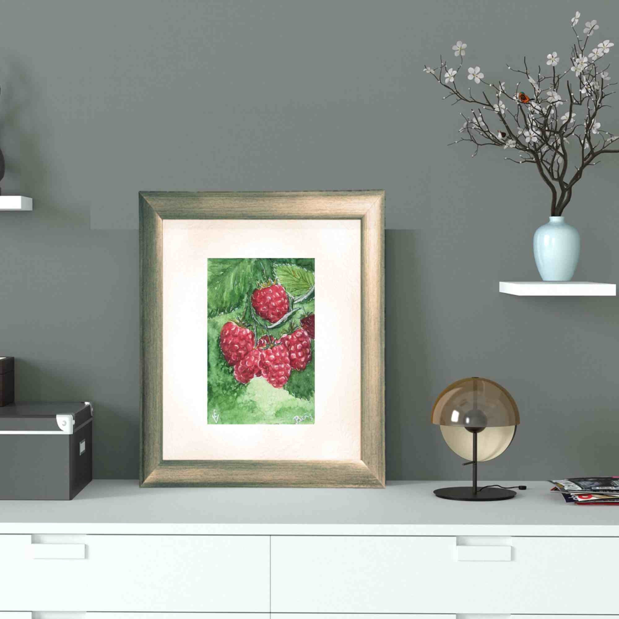 Raspberries Painting Original Watercolour Fruits Artwork Raspberries ...