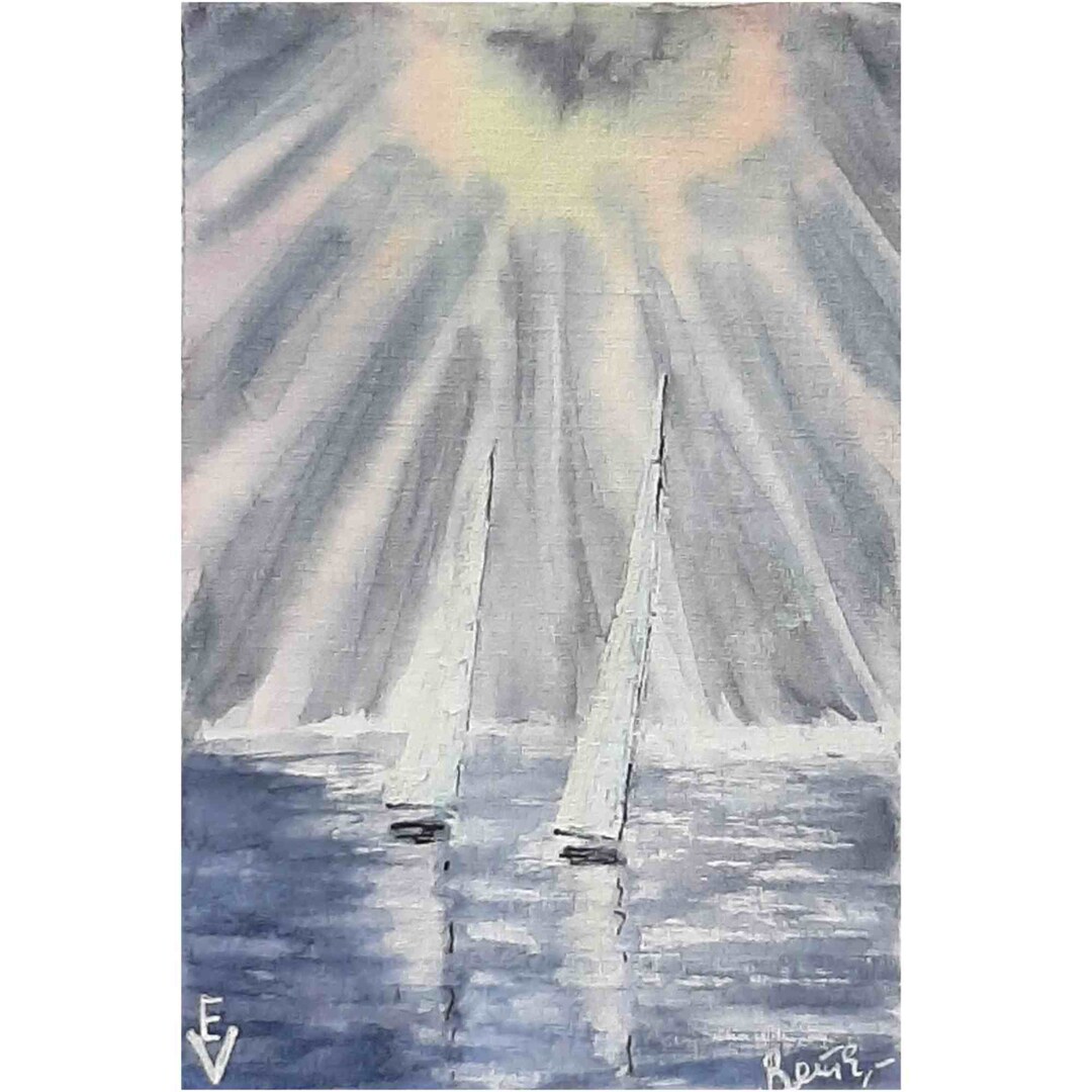 Sun's Rays Painting Original Watercolour Seascape Artwork - Etsy