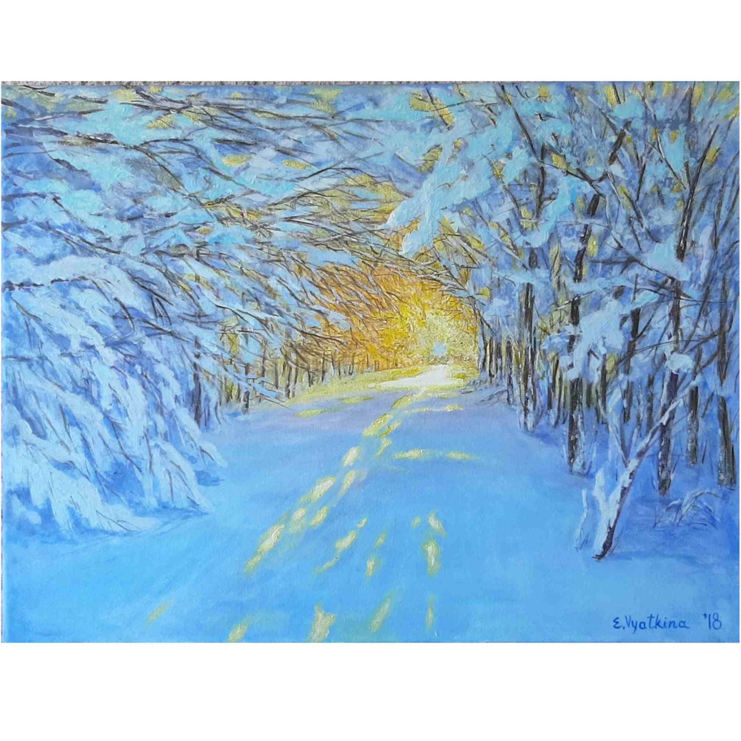 Snow Trees Painting Original Acrylic Art Winter Artwork Winter ...