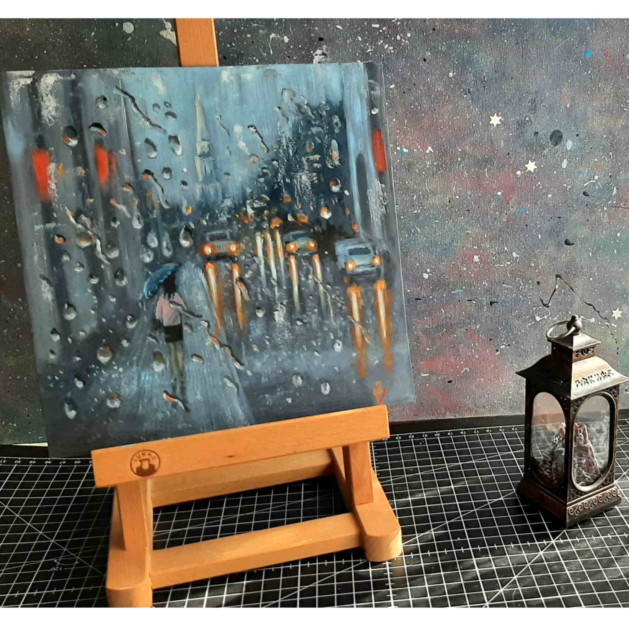 Raindrops Painting Original Oil Art Cityscape Artwork Street Painting ...