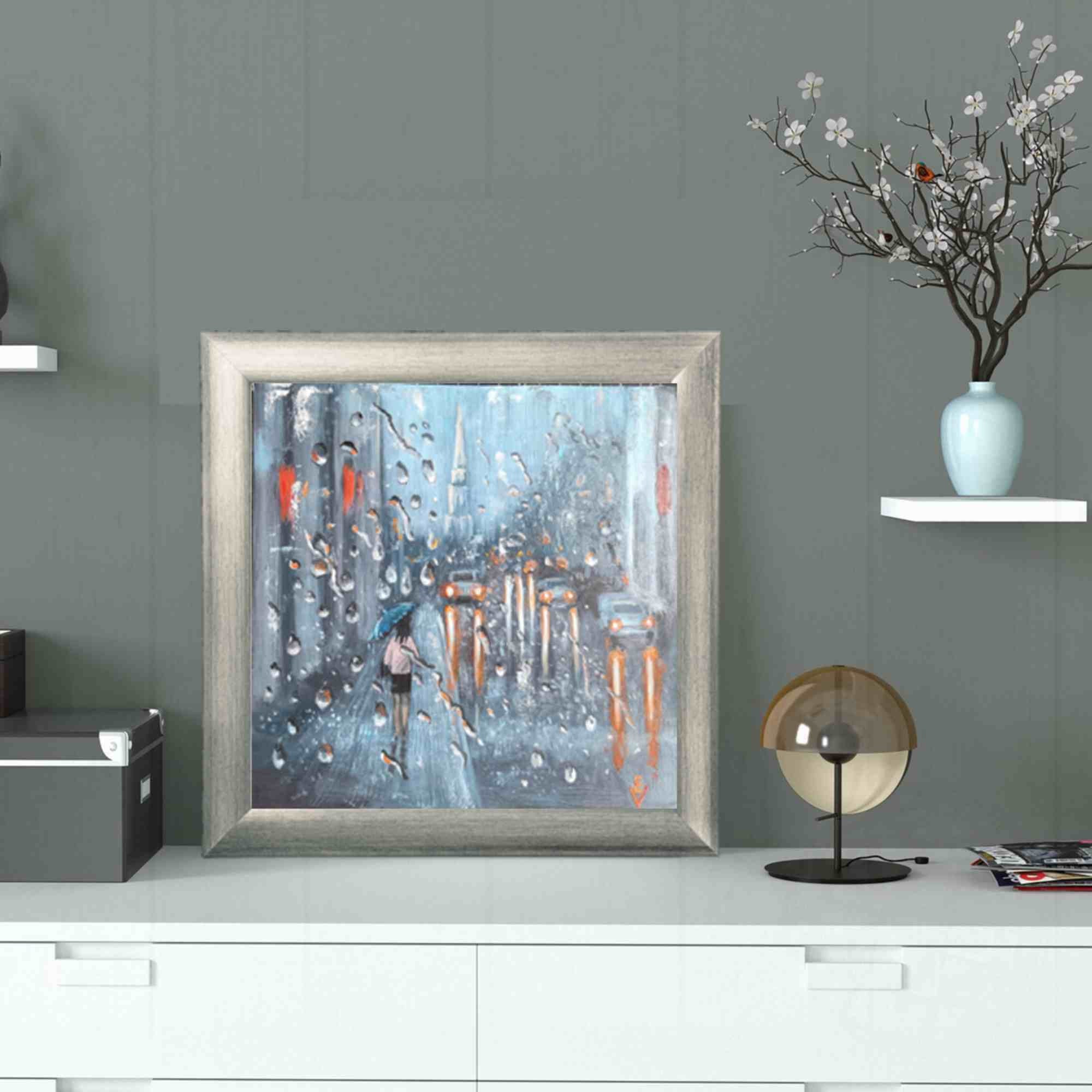 Raindrops Painting Original Oil Art Cityscape Artwork Street Painting ...