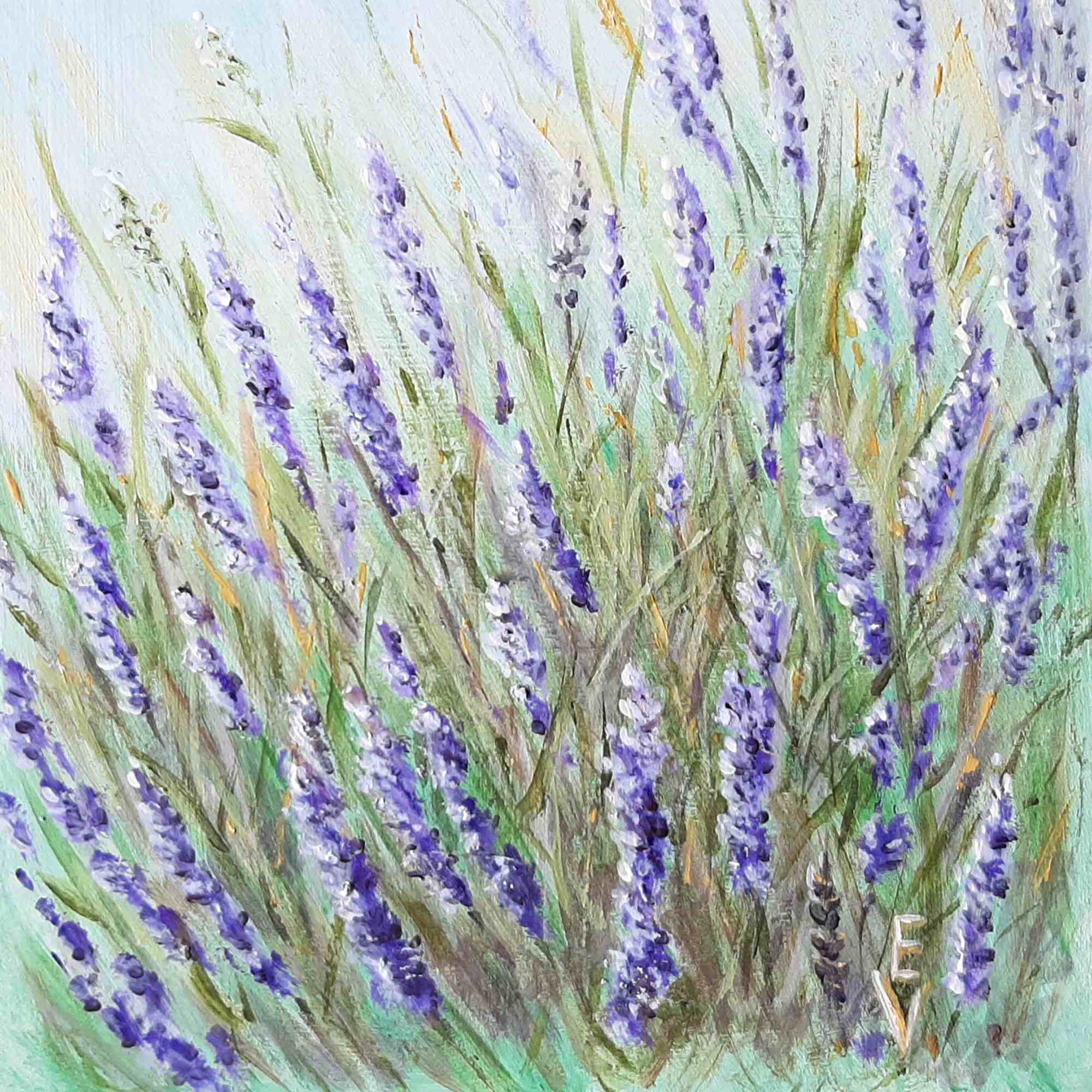 Lavender Painting Original Acrylic Art Floral Artwork Meadow Painting ...