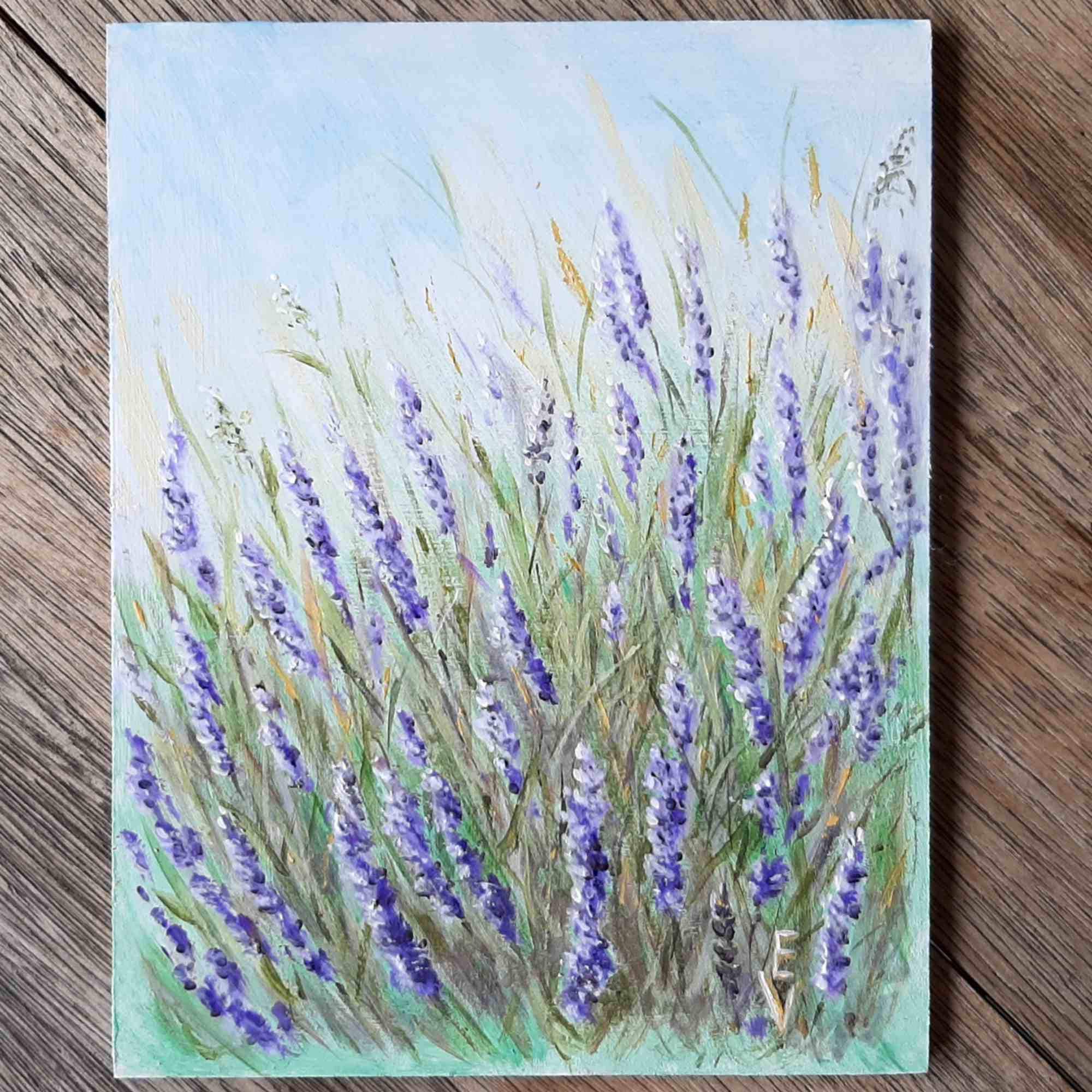 Lavender Painting Original Acrylic Art Floral Artwork Meadow Painting ...