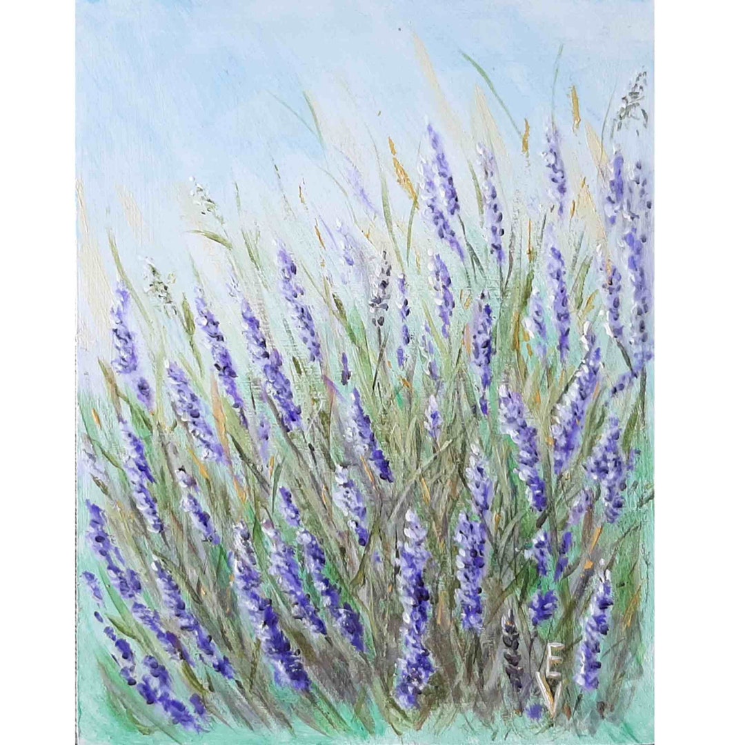Lavender Painting Original Acrylic Art Floral Artwork Meadow Painting ...