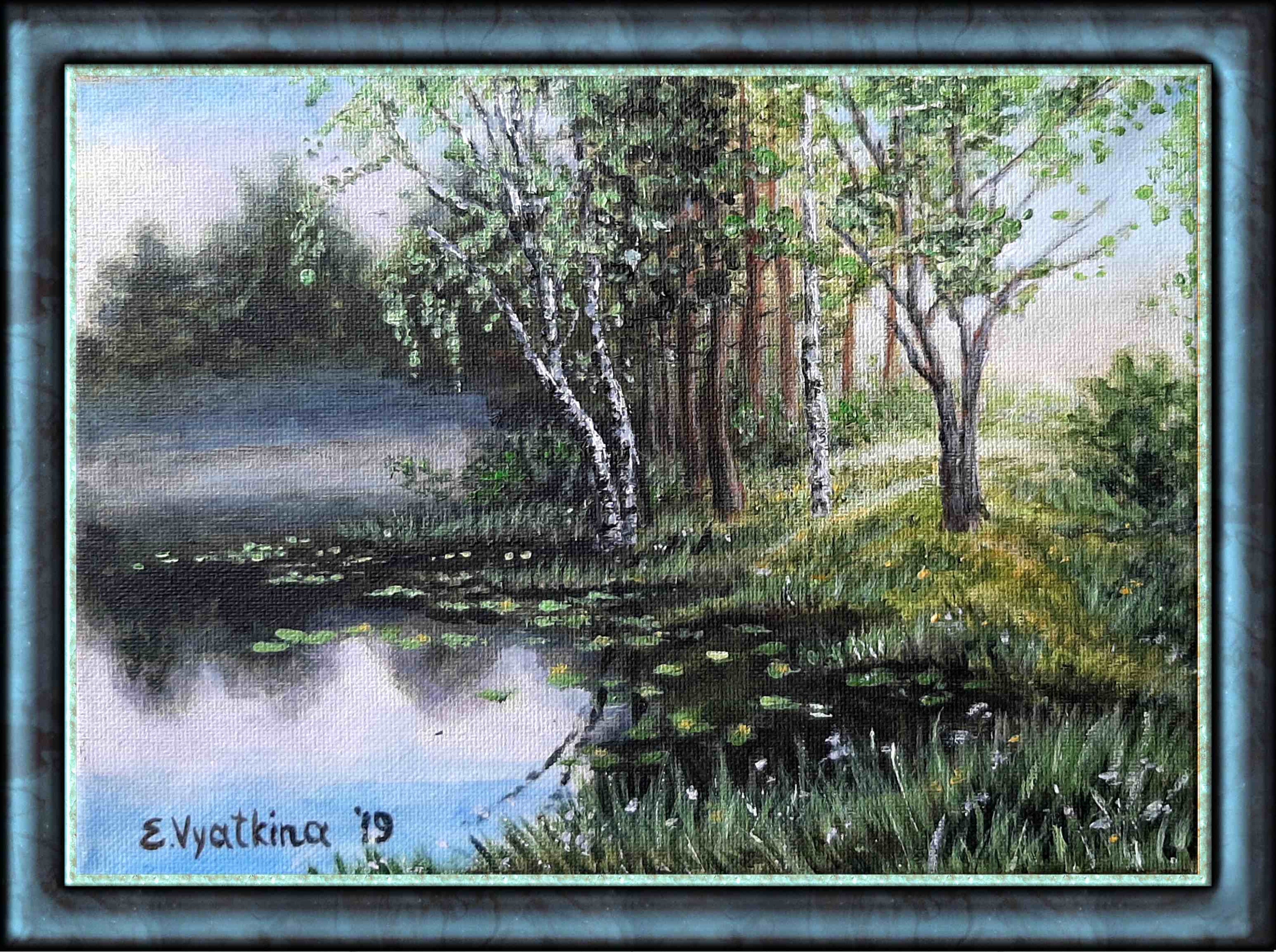 Backwater Painting Original Art Foggy Pond Artwork Forest Pond - Etsy ...
