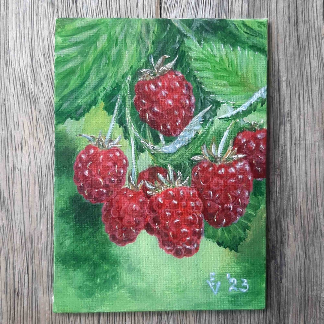 Raspberries Painting Original Acrylic Art Fruits Artwork Raspberries ...
