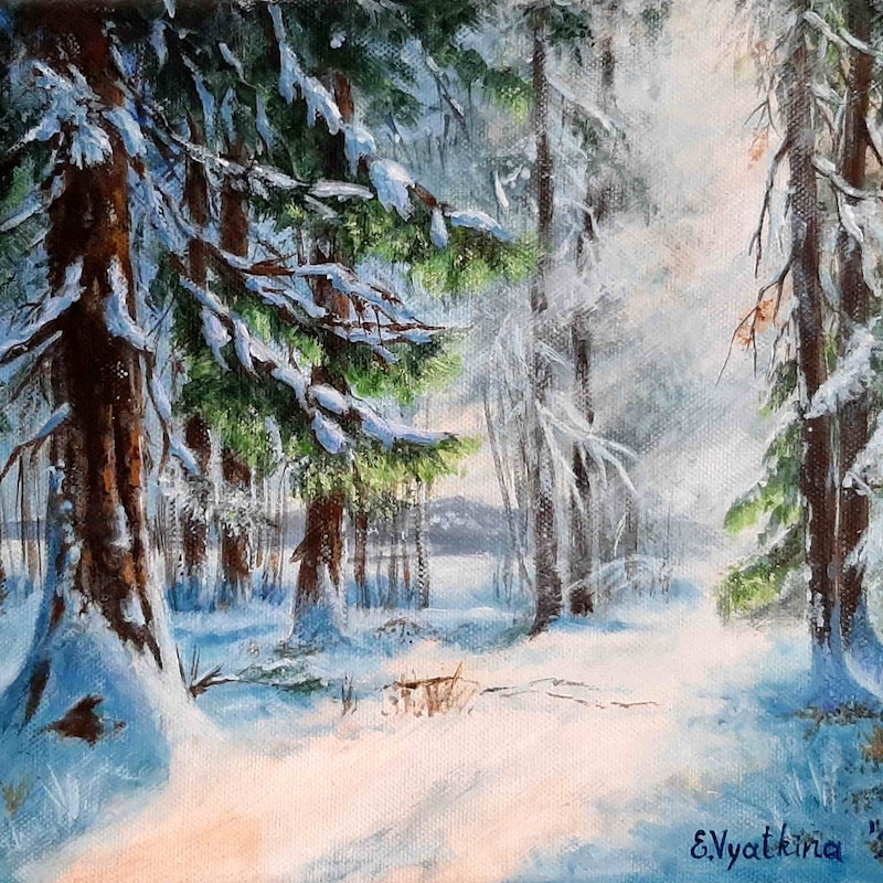Winter Painting Etsy