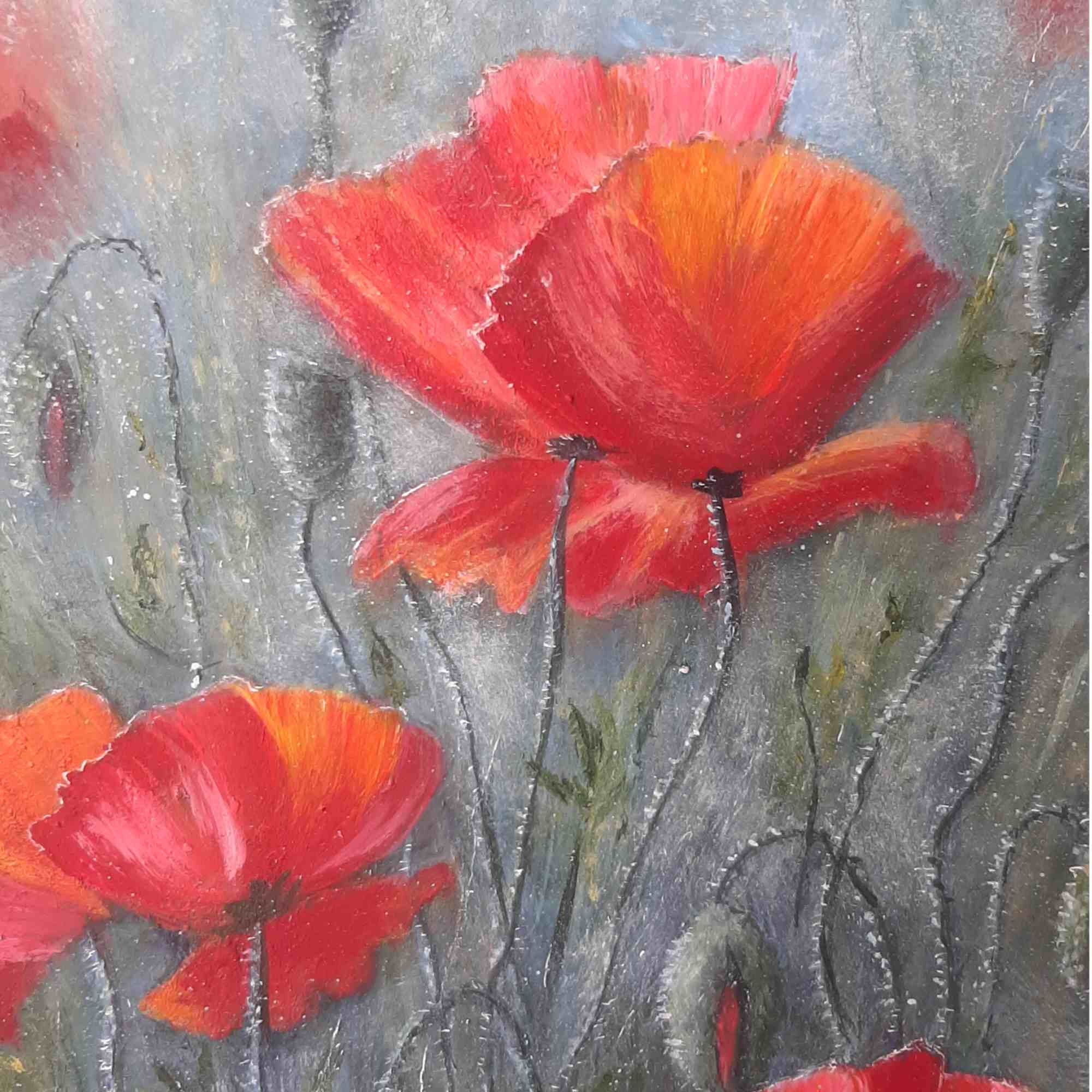 Poppies Artwork Original Acrylic Art Meadow Painting Flower Artwork ...