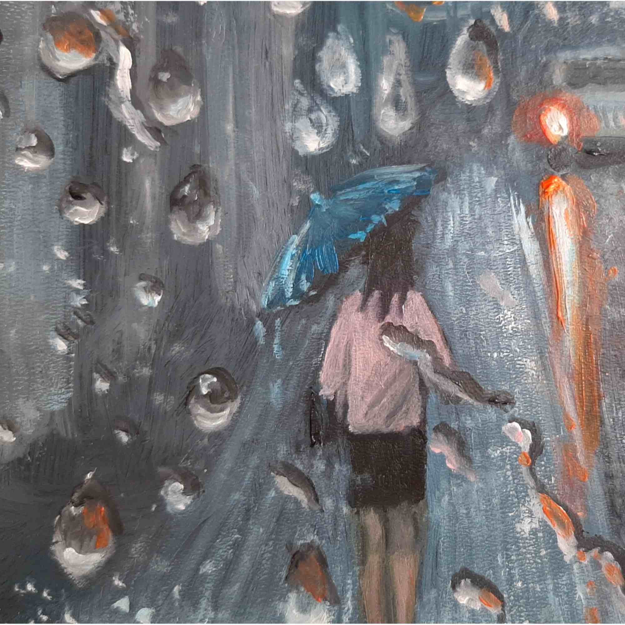 Raindrops Painting Original Oil Art Cityscape Artwork Street Painting ...