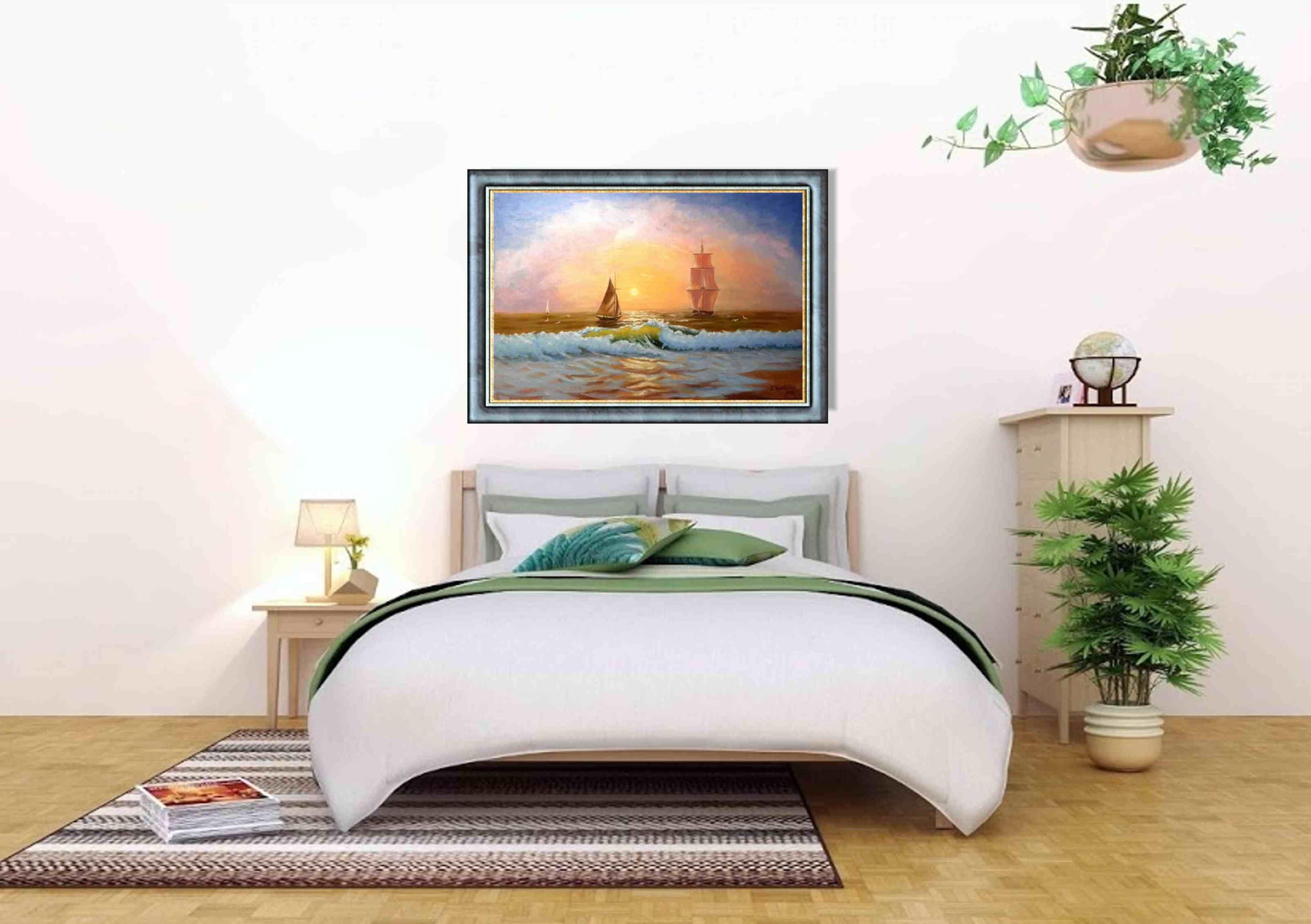 Sunrise Painting Original Painting Seascape Artwork Ocean Wave - Etsy