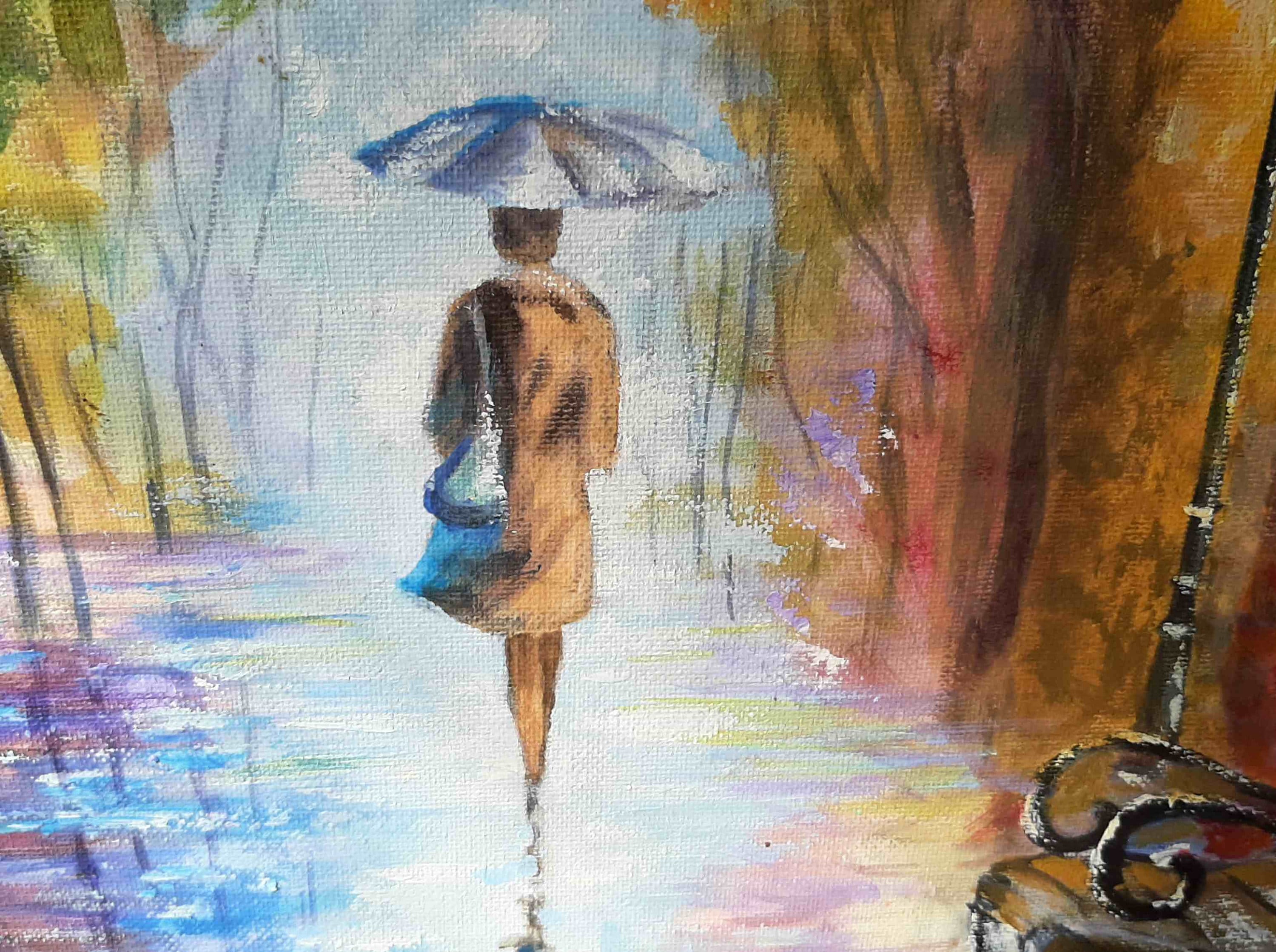 Rainy Alley Artwork Original Canvas Acrylic Painting Rain Artwork Rain ...