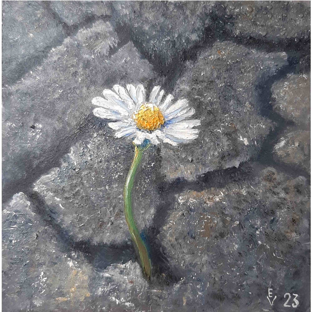 Street Daisy Artwork Original Oil Art Meadow Painting Wildflower Wall ...