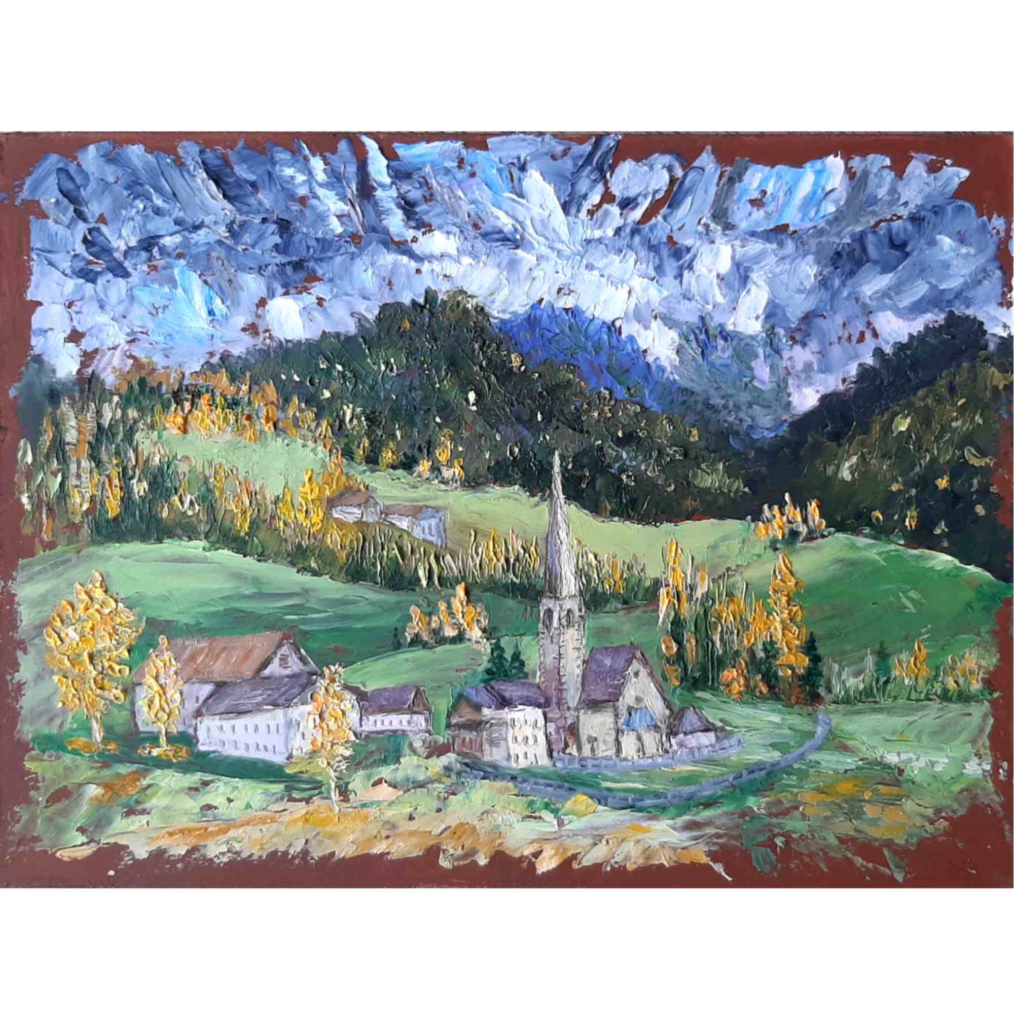 Switzerland Painting Original Oil Art Alps Artwork Mountain Artwork ...