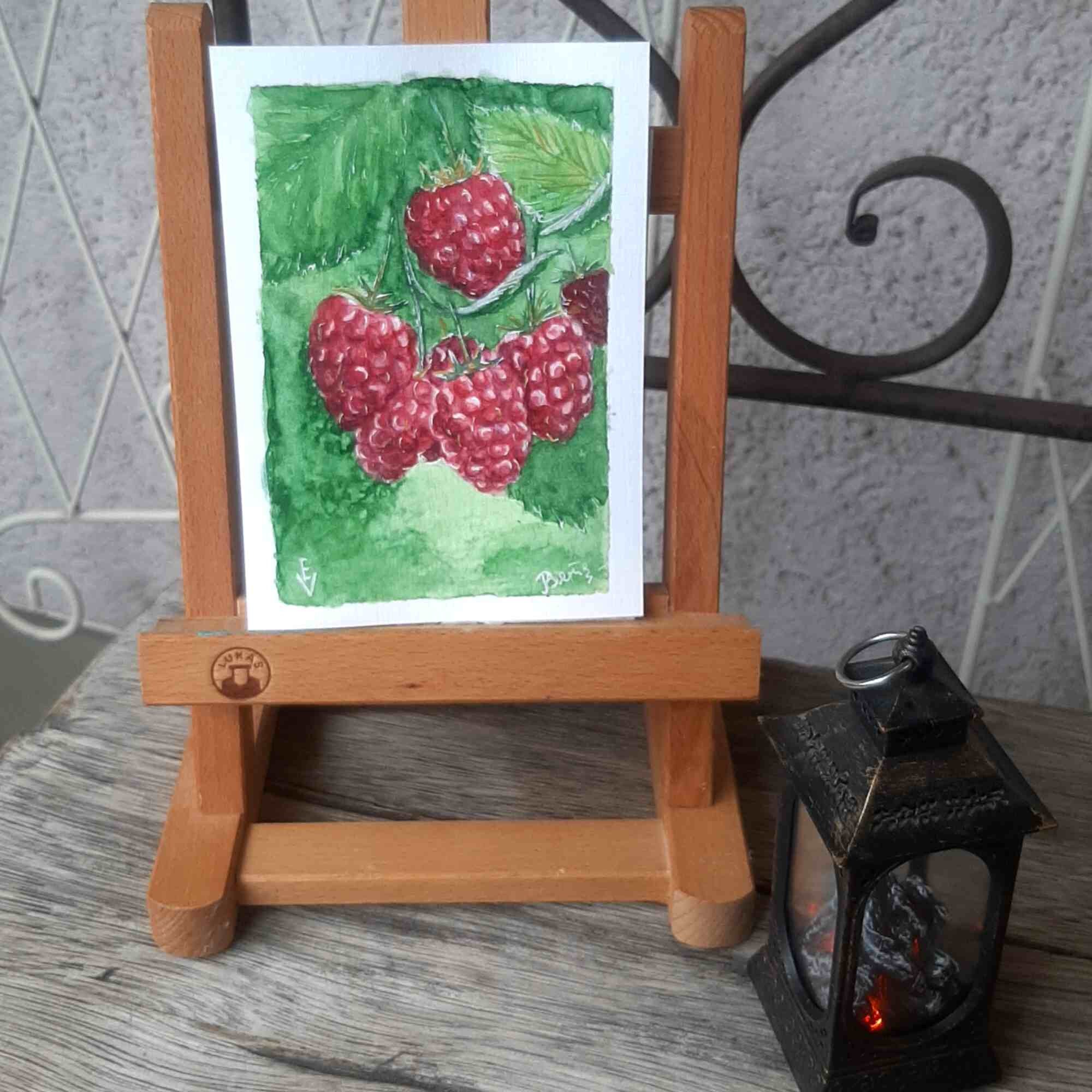 Raspberries Painting Original Watercolour Fruits Artwork Raspberries ...