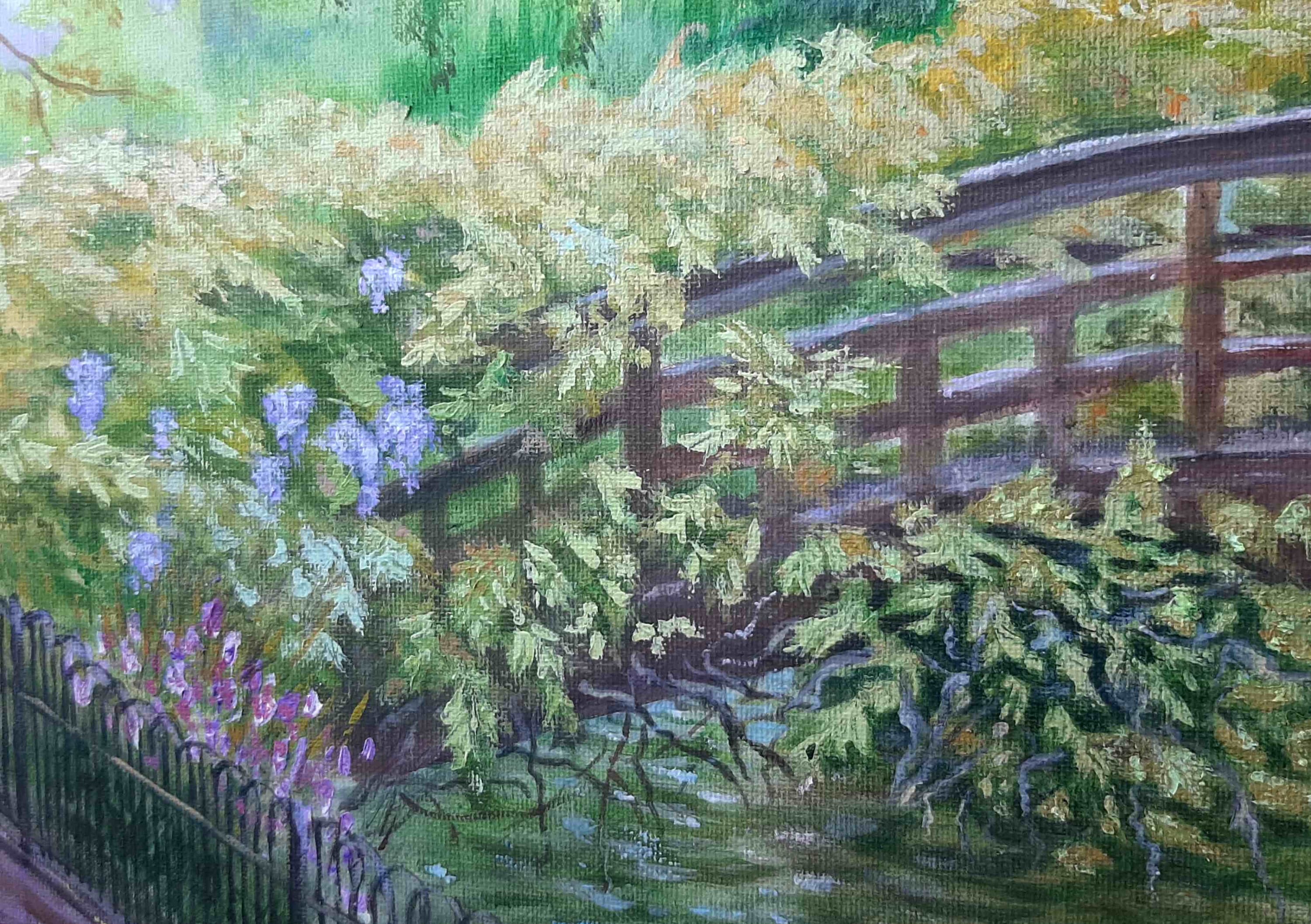 Bridge Painting Bridge Original Art Willow Canvas Art Romantic Bridge ...