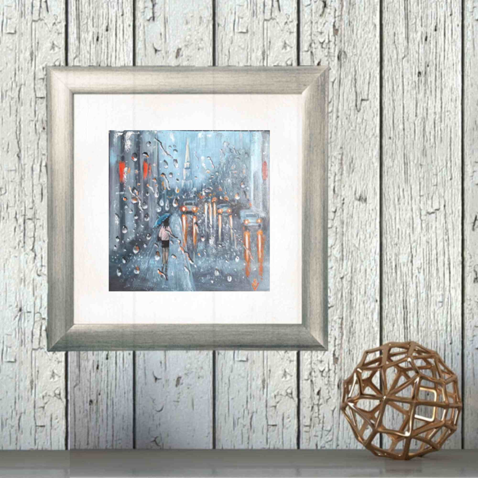 Raindrops Painting Original Oil Art Cityscape Artwork Street Painting ...