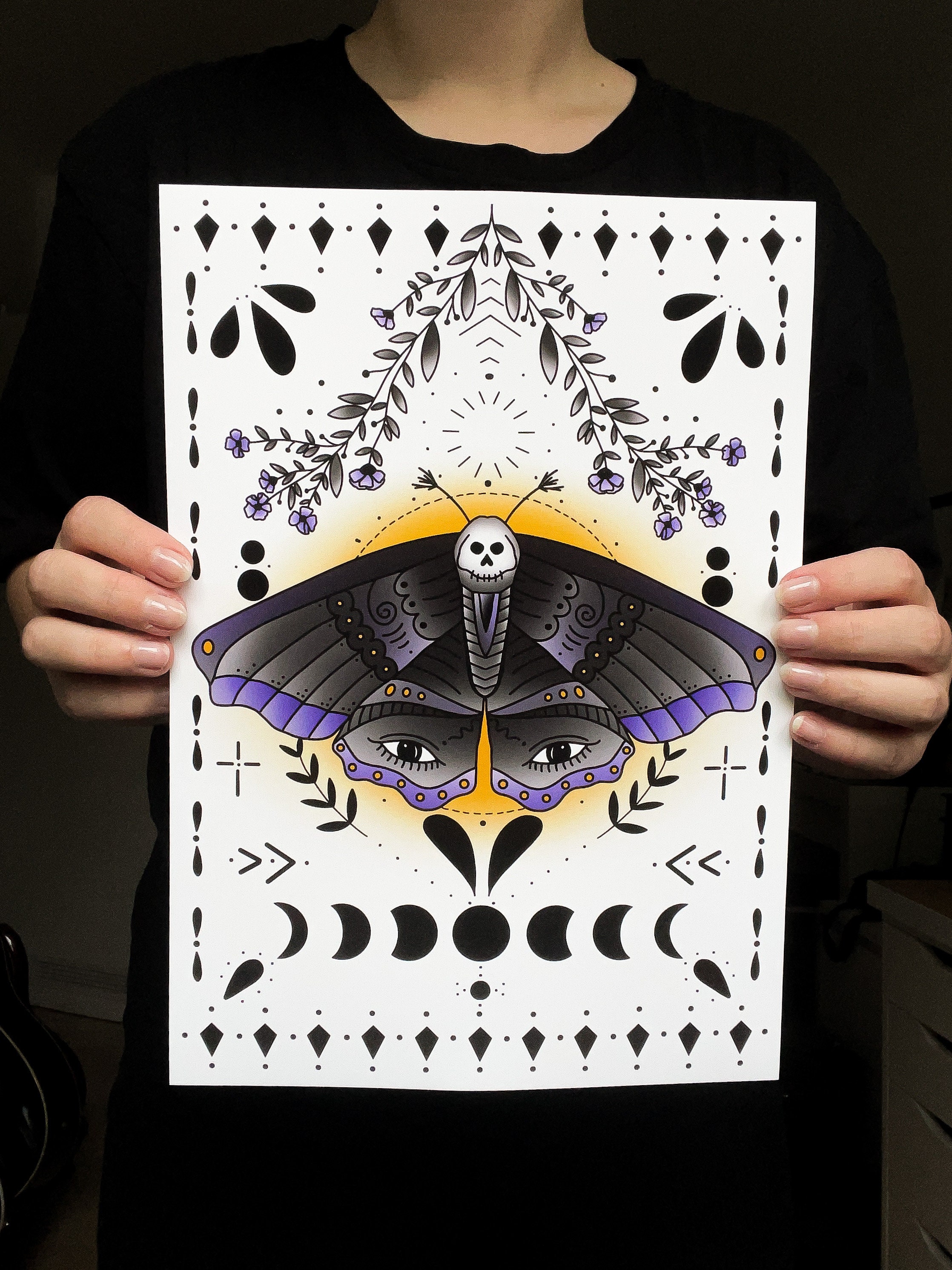 Symmetrical moth art print A4/A5 art print art print | Etsy