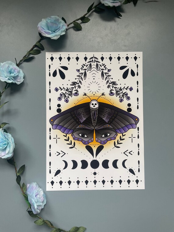 Symmetrical moth art print A4/A5 art print art print | Etsy