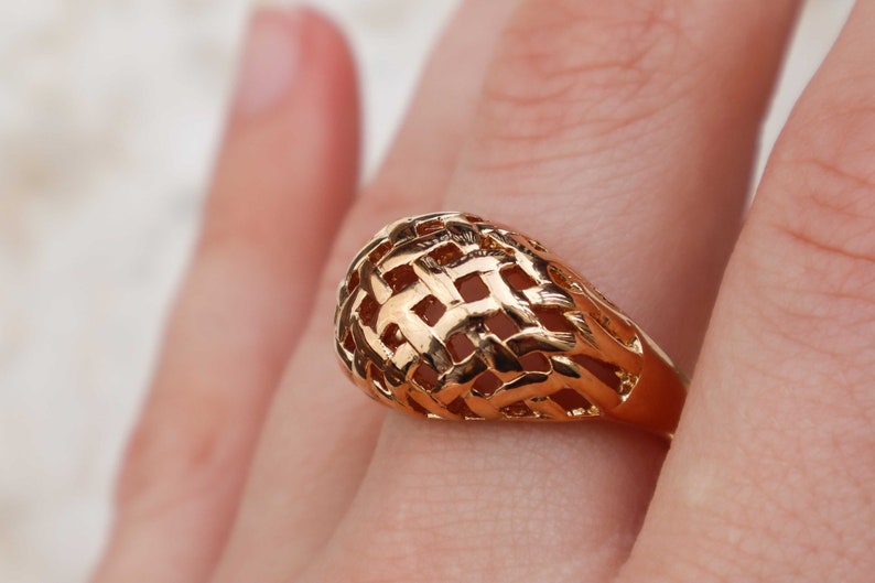 Vintage 18k Gold Electroplated Open Weave Dome Ring Ring - Etsy
