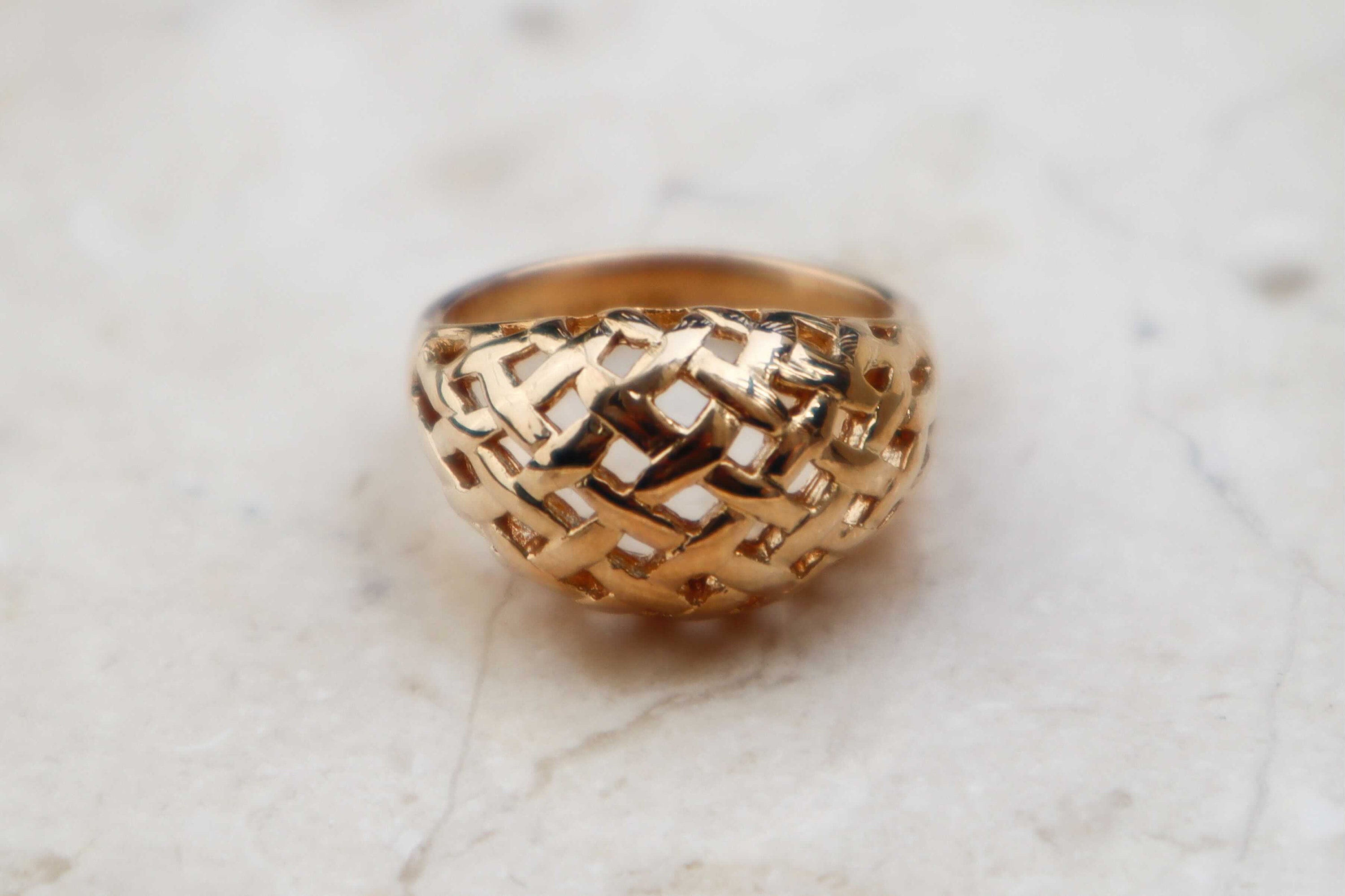 Vintage 18k Gold Electroplated Open Weave Dome Ring Ring - Etsy