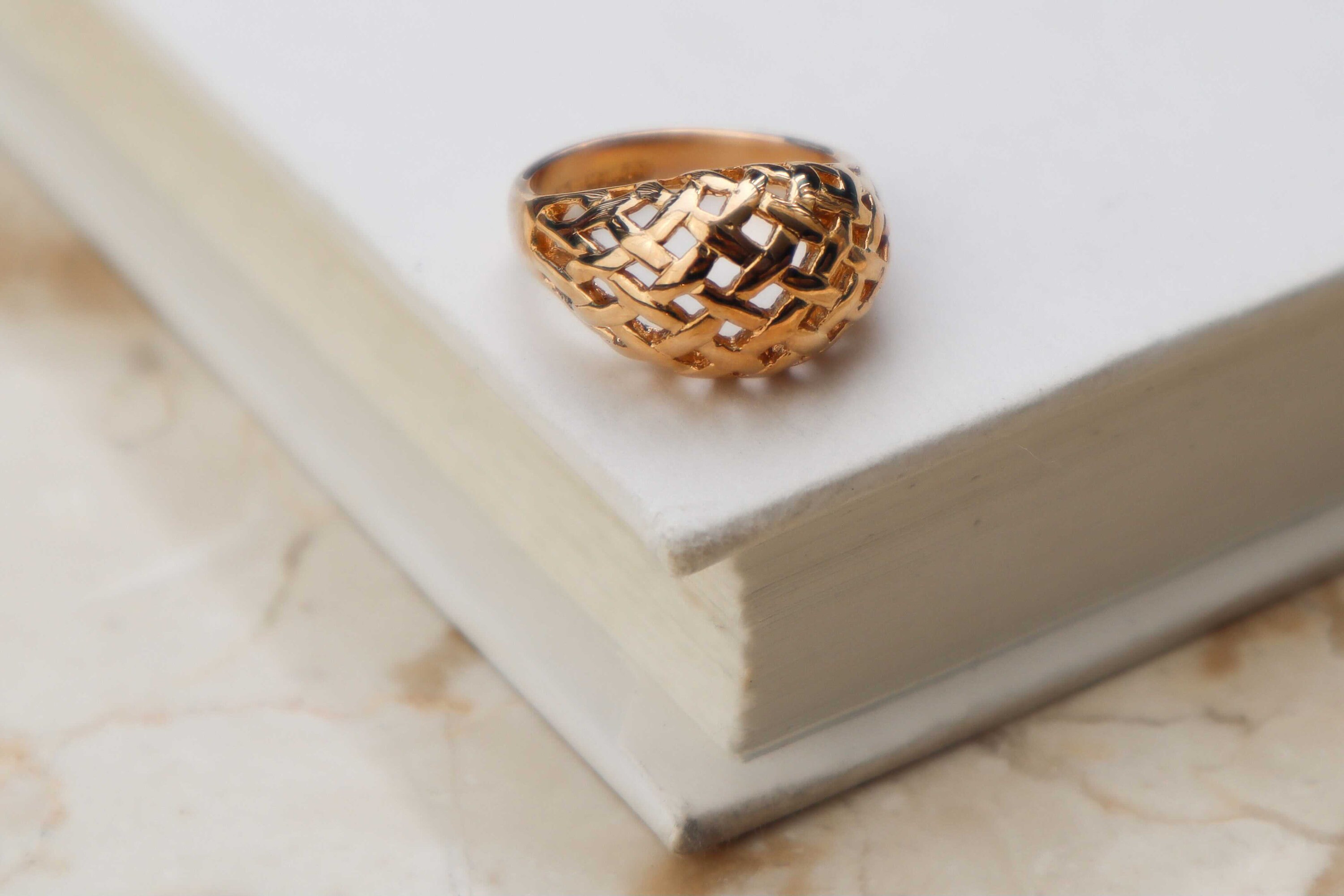 Vintage 18k Gold Electroplated Open Weave Dome Ring Ring - Etsy