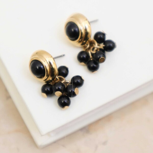 Black Bead Earrings - Etsy
