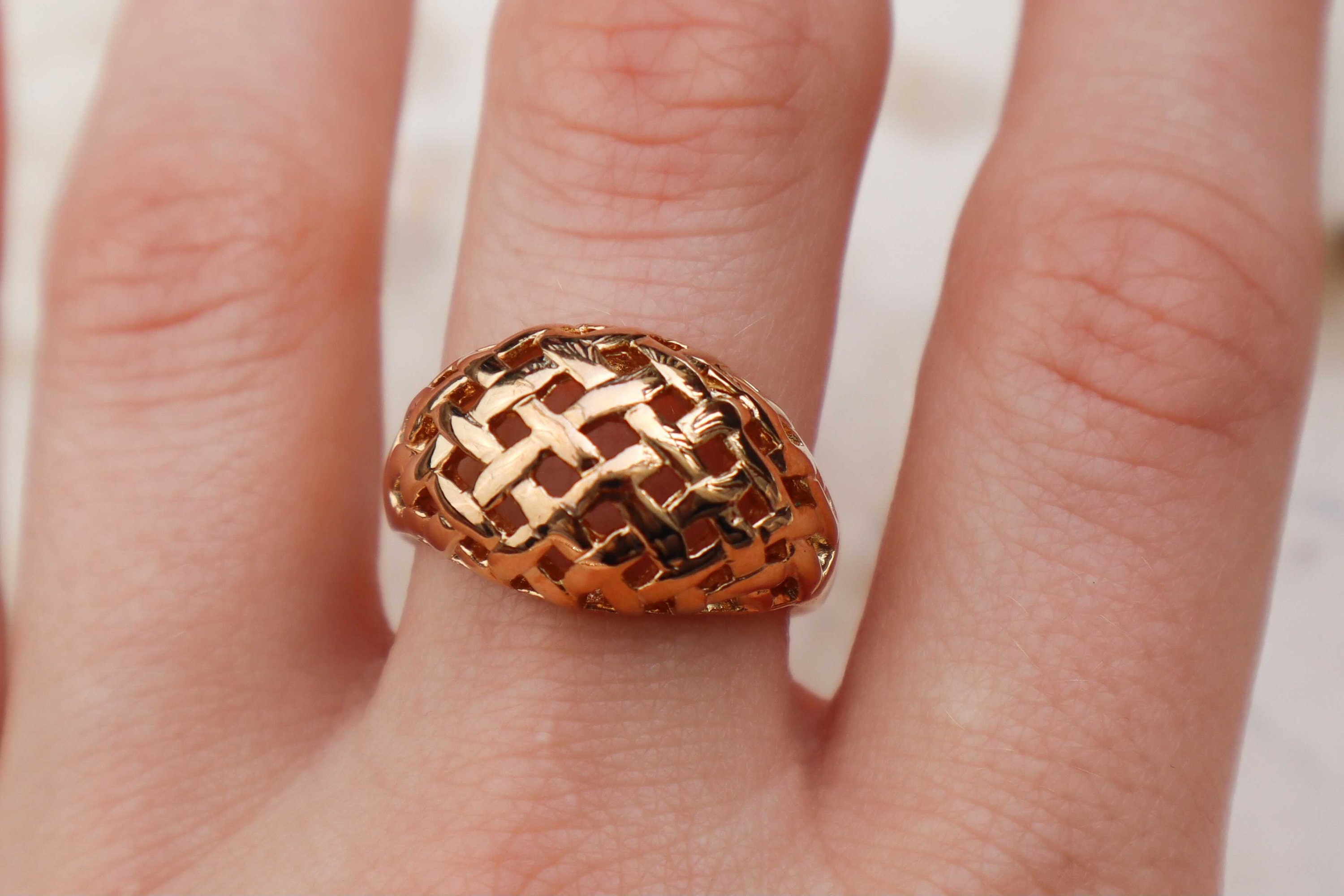 Vintage 18k Gold Electroplated Open Weave Dome Ring Ring - Etsy