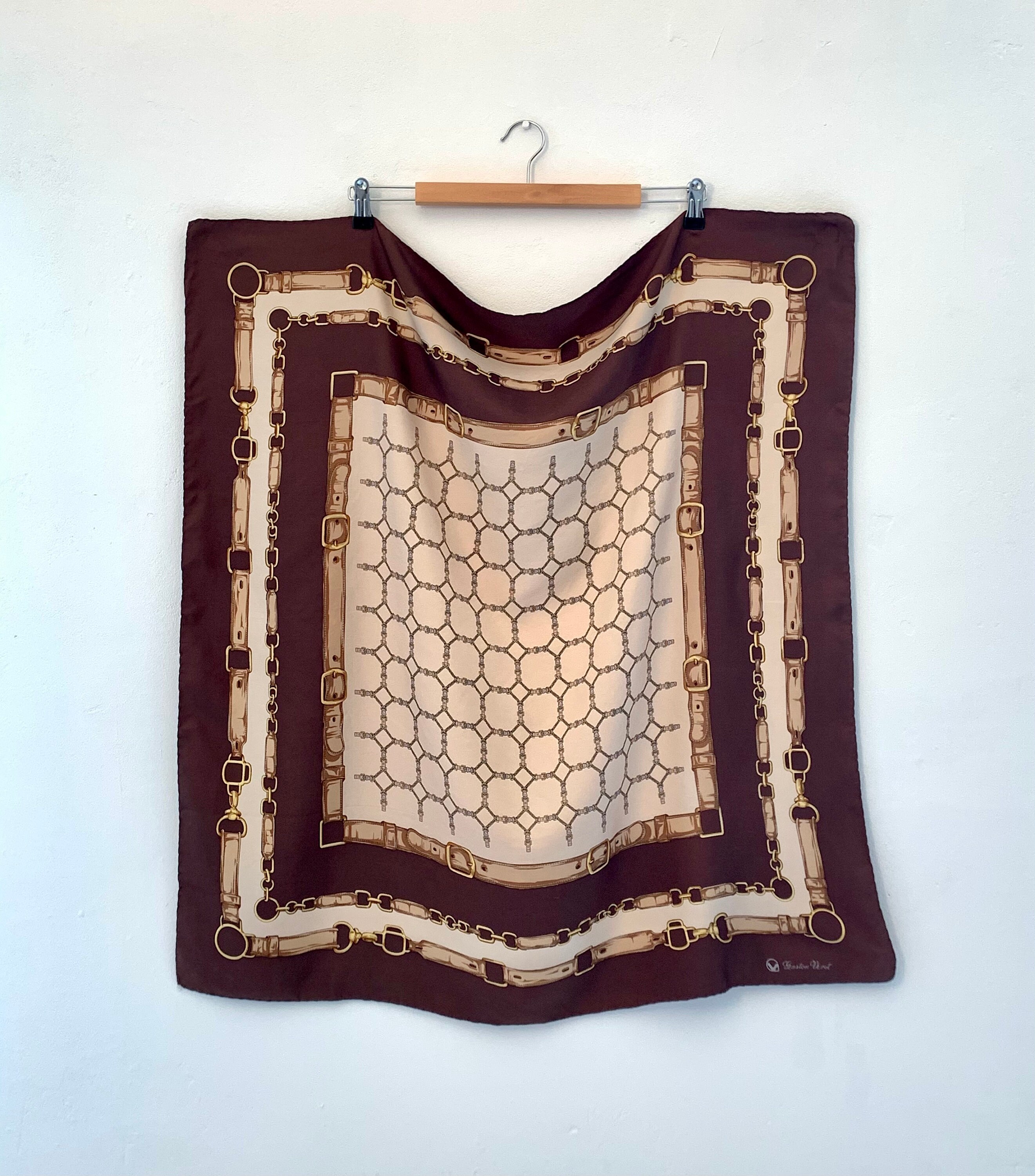 Gaston Verot Vintage Belt Pattern Silk Scarf - Etsy