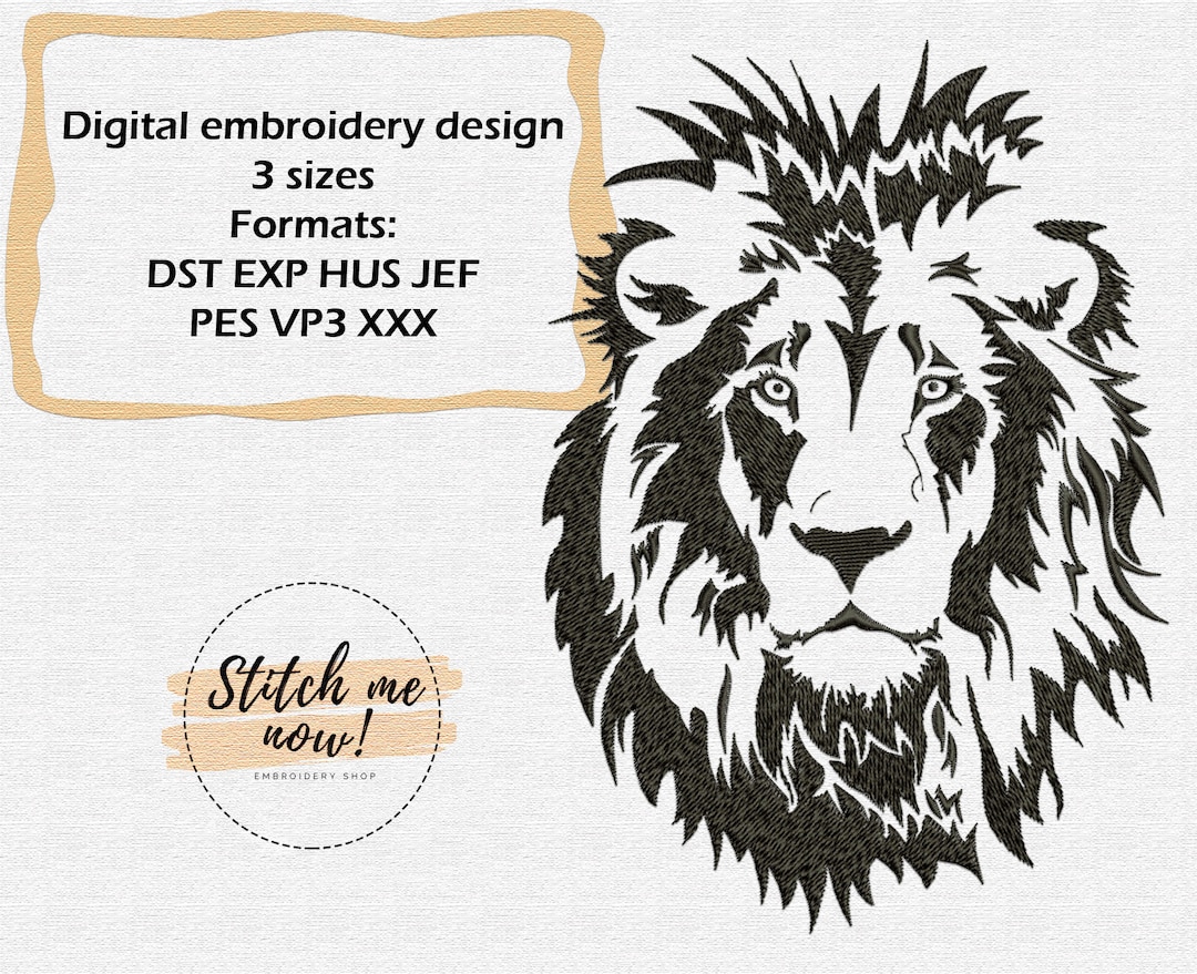 Lion Simpe Portrait Machine Embroidery Design - Etsy
