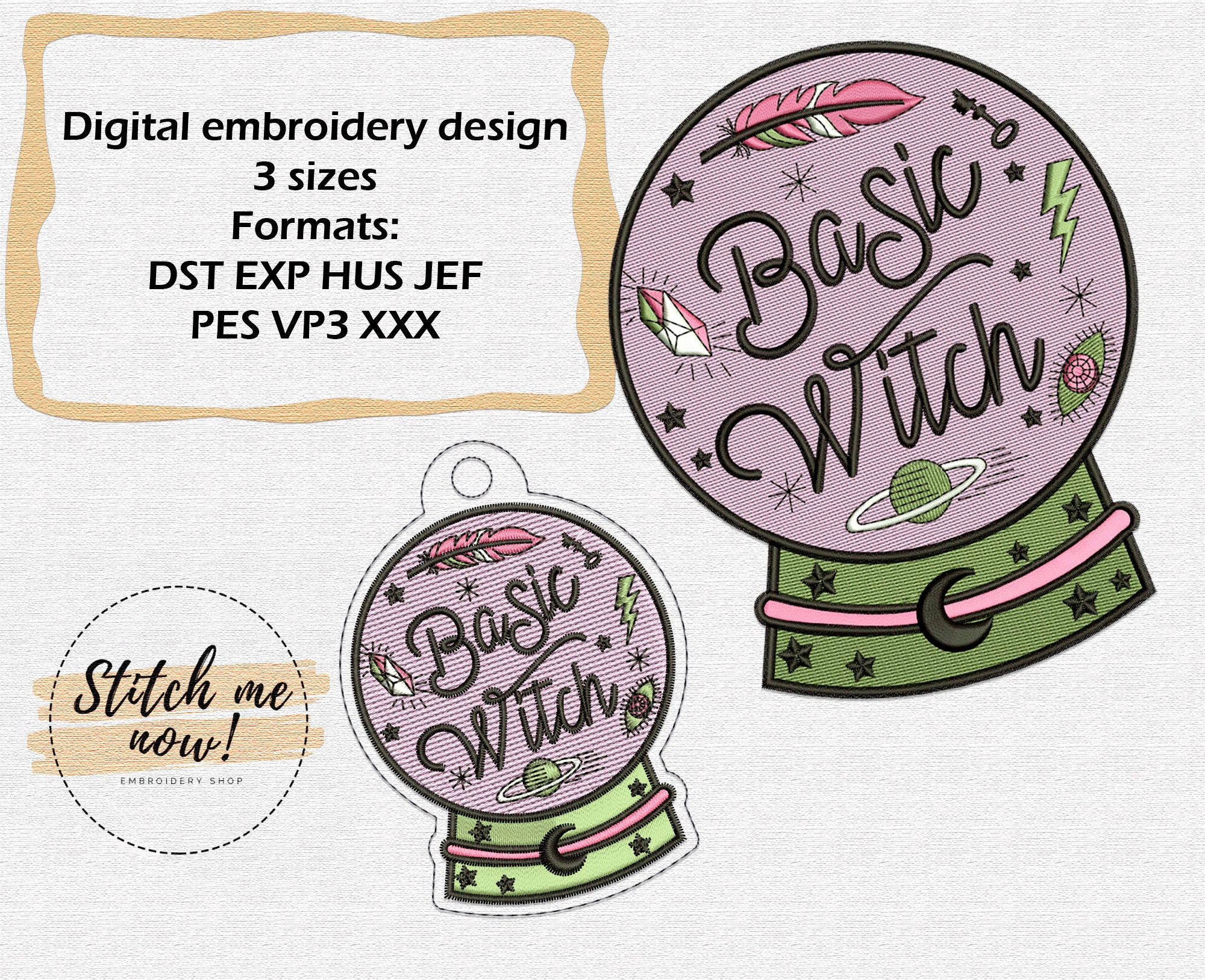 Basic Witch Machine Embroidery Design Snap Tab Eyelet | Etsy