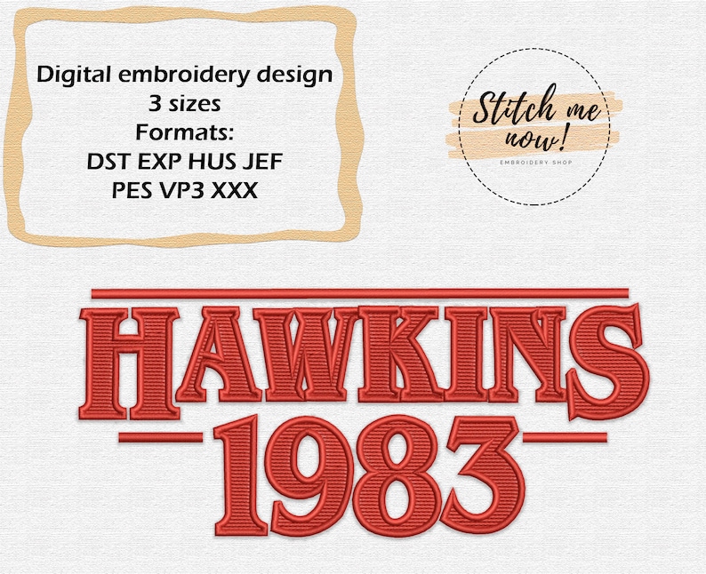 Hawkins Machine Embroidery Design - Etsy