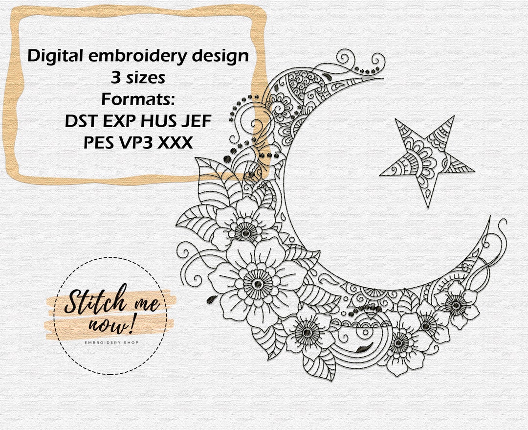 Flowering Moon Machine Embroidery Design - Etsy
