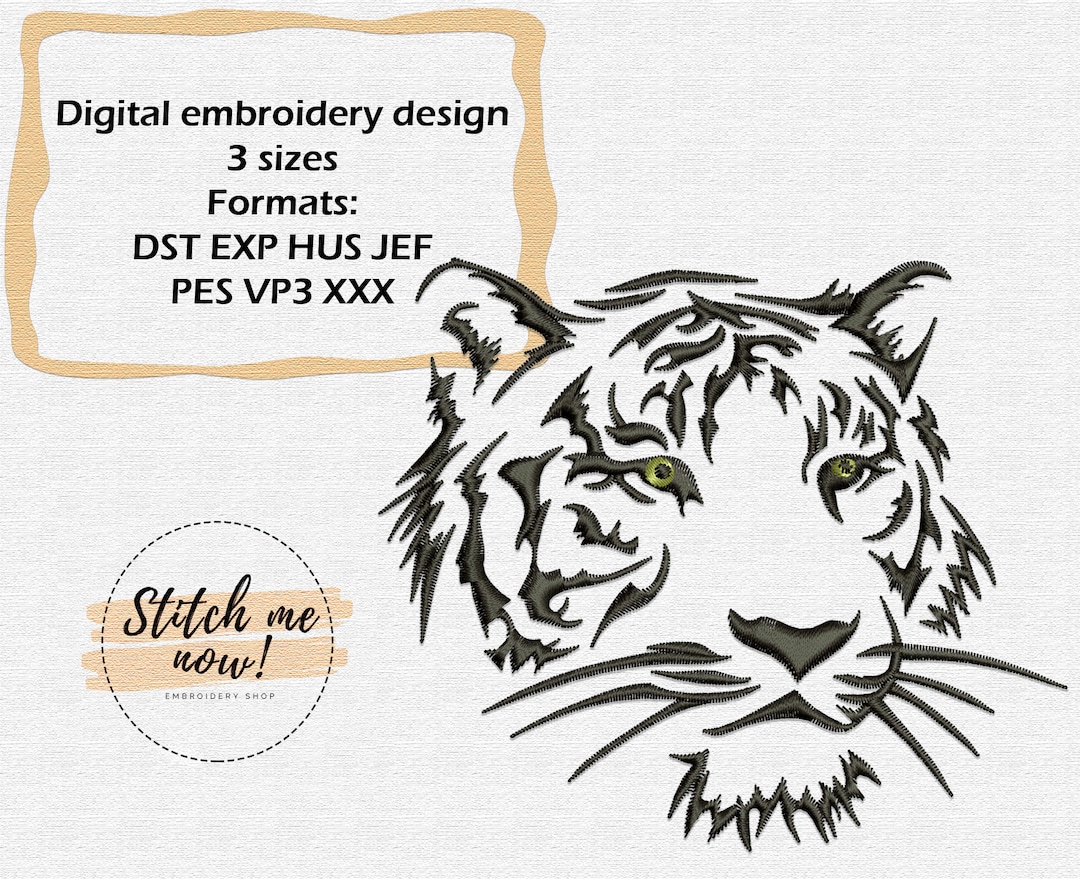 Simple Tiger Portrait Machine Embroidery Design - Etsy
