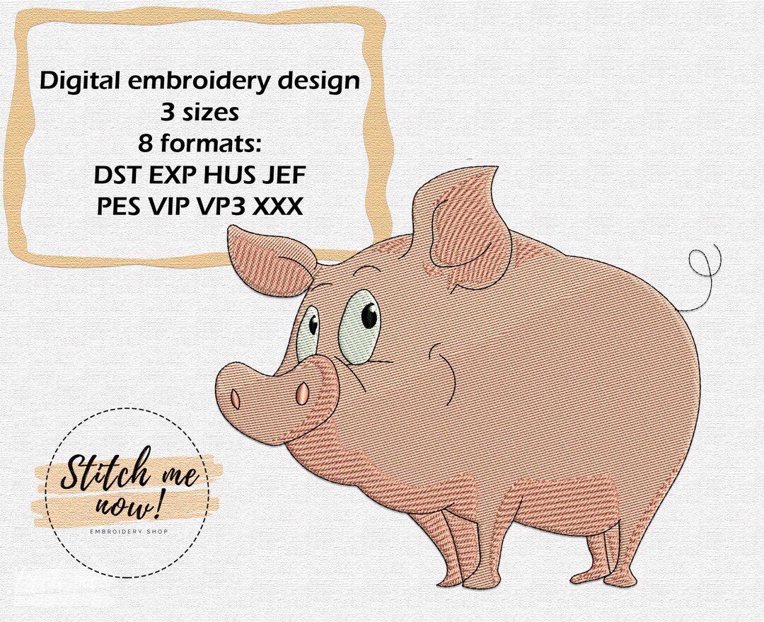 Funny Pig Machine Embroidery Design - Etsy