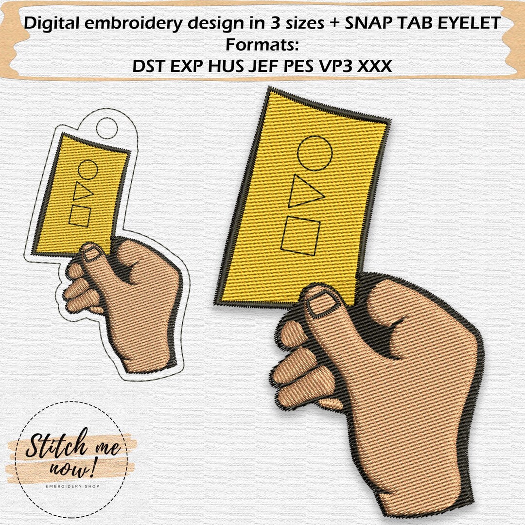 Game Ticket in Hand Embroidery Design in 3 Sizes Plus Snap Tab Eyelet ...