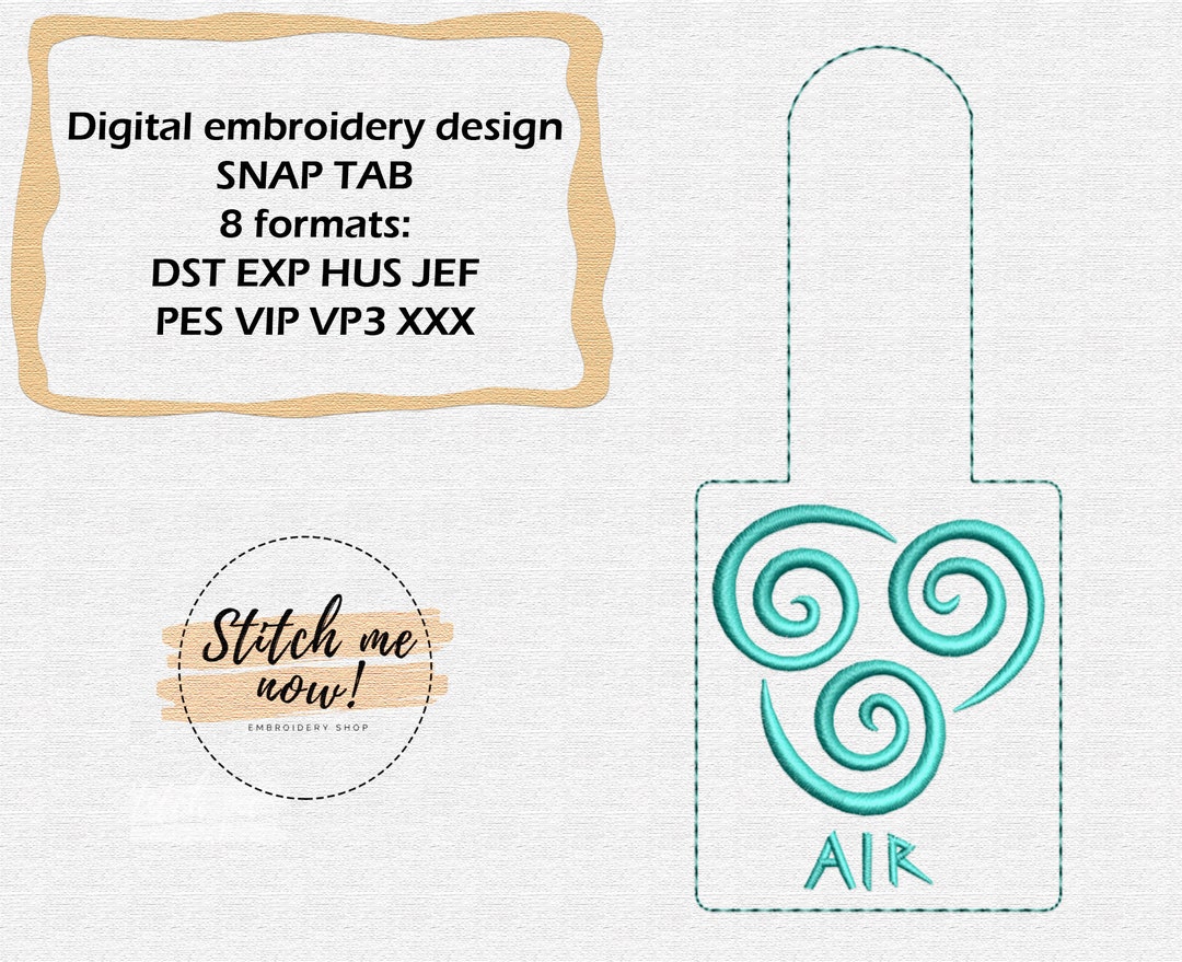 Air Element Snap Tab Machine Embroidery Design - Etsy