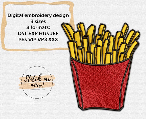 French Fries Machine Embroidery Design | Etsy
