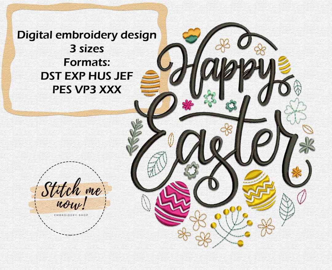 Happy Easter Egg Machine Embroidery Design - Etsy