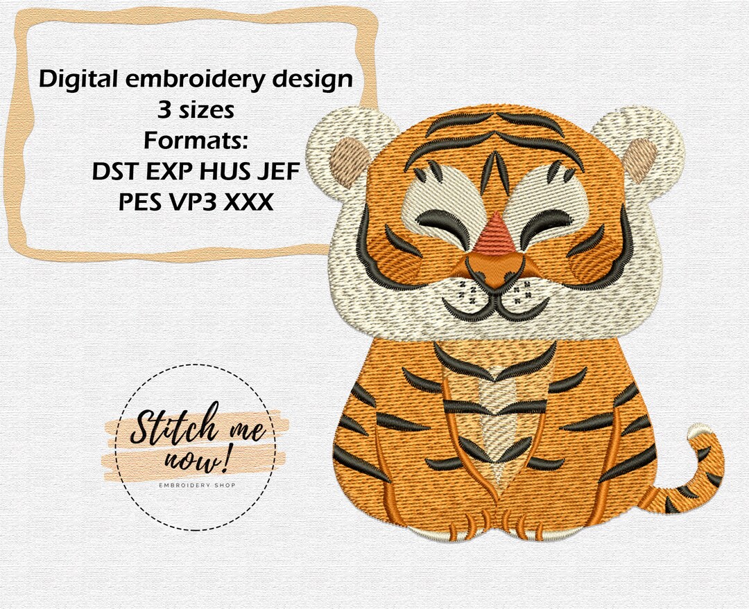 Cute Tiger Machine Embroidery Design - Etsy