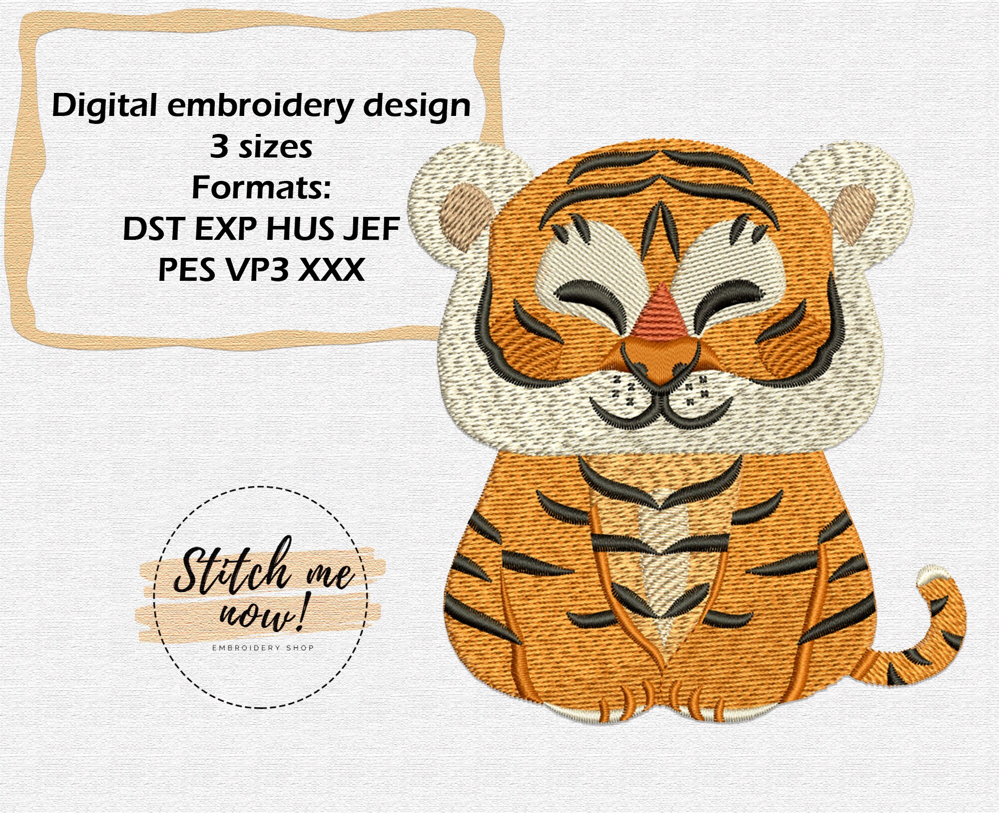 Cute Tiger Machine Embroidery Design - Etsy