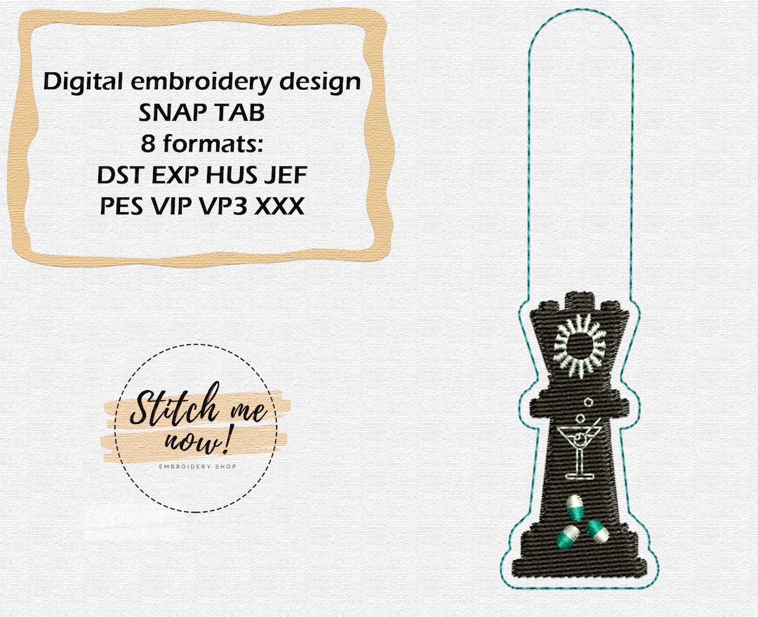 Queens Gambit Snap Tab Chess Machine Embroidery Design - Etsy