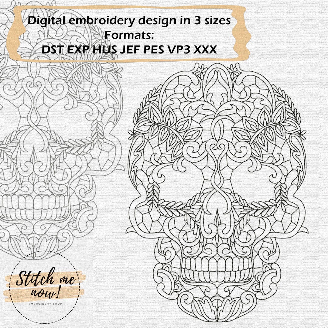 Skull Pattern Machine Embroidery Design Halloween Embroidery Files - Etsy