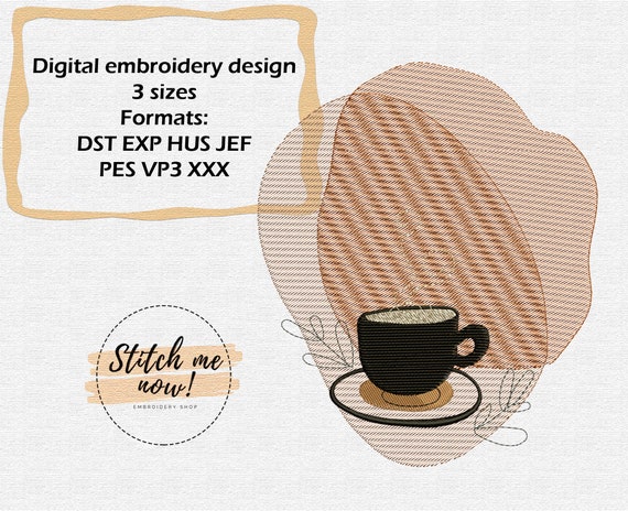 Art Cup of Coffee Machine Embroidery Design - Etsy