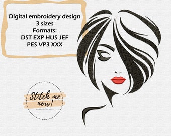 Elegant Woman Machine Embroidery Design | Etsy