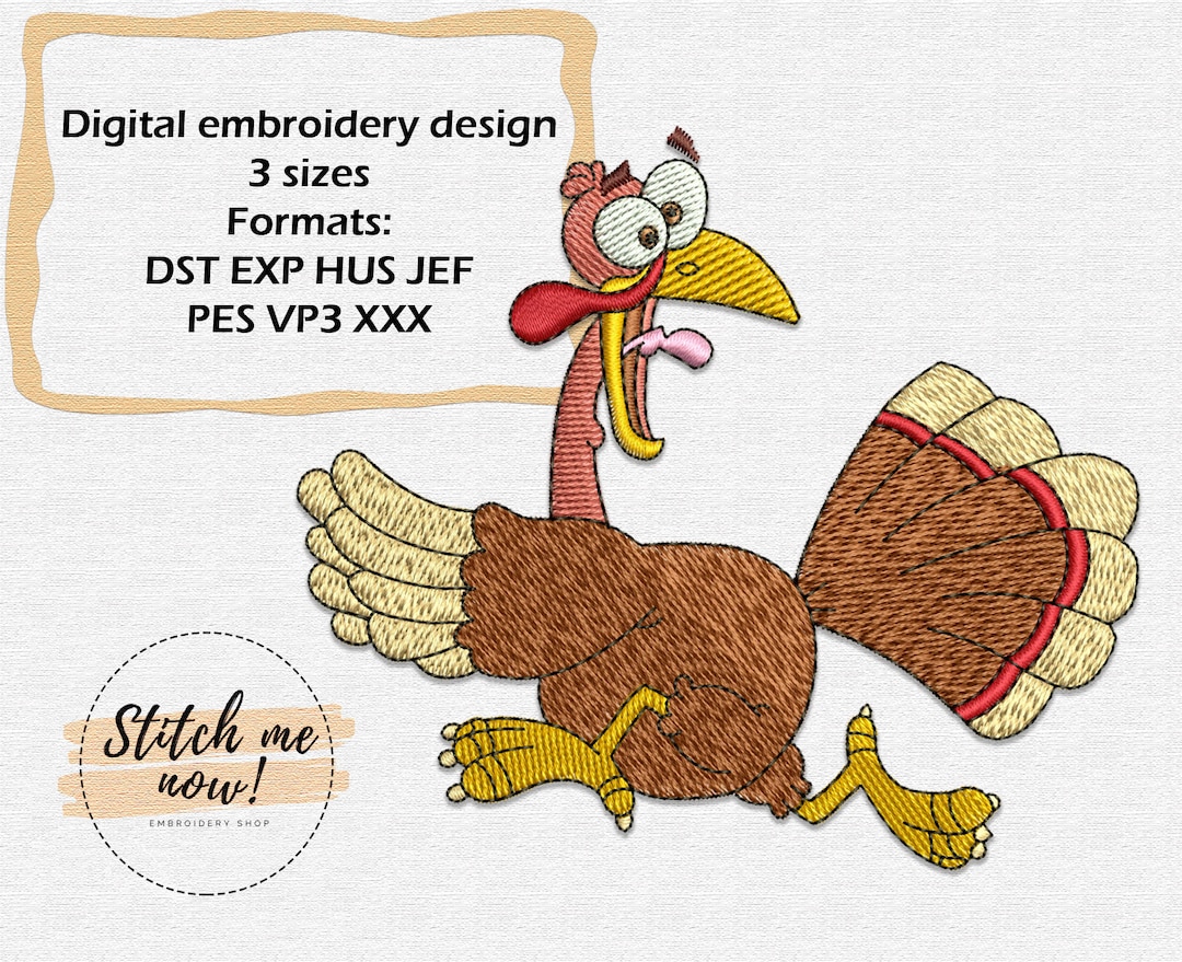 Running Turkey Machine Embroidery Design Thanksgiving Day - Etsy
