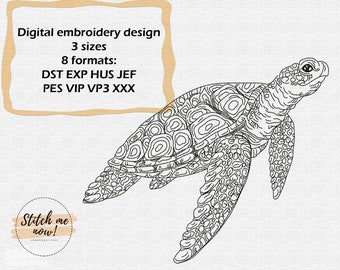 Turtle Machine Embroidery Design Turtle Outline Embroidery - Etsy